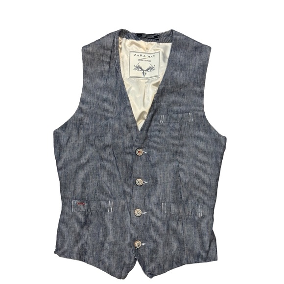 Zara | Jackets & Coats | Zara Mens Blue Striped Vest | Poshmark